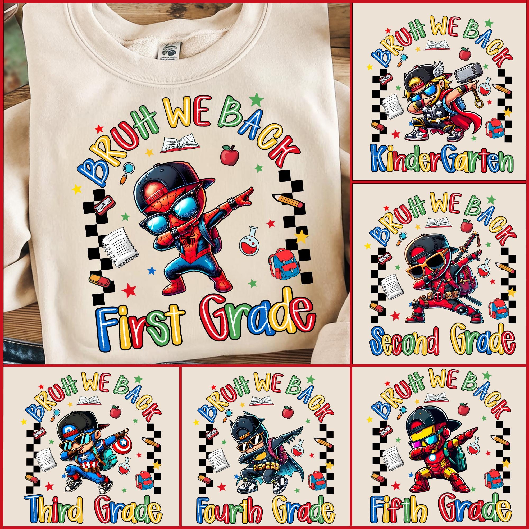 Superhero Back to School Png Bundle, Bruh We Back, Pre-k 1st/2nd/3rd ...