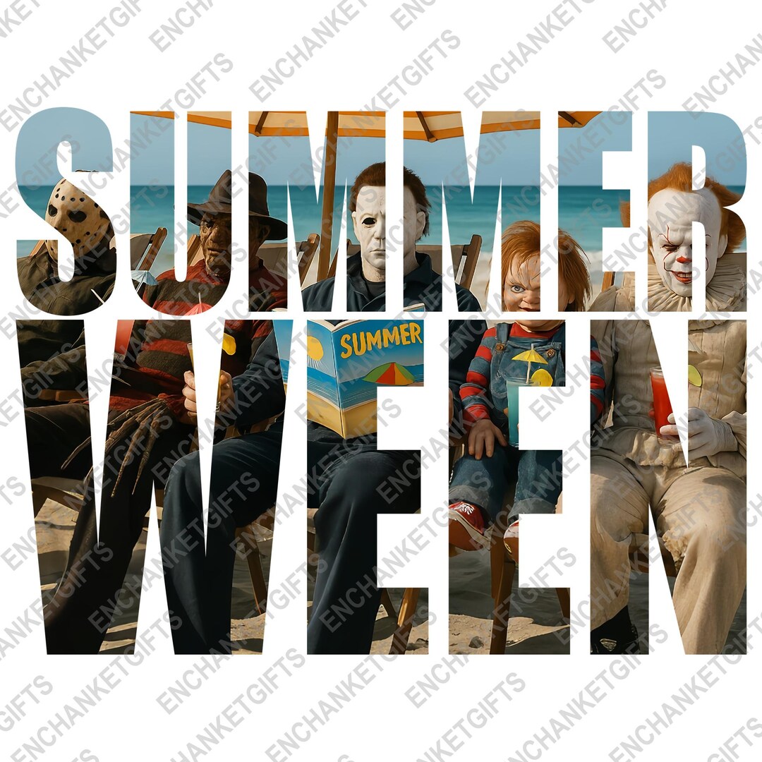 Summerween Horror Png, 2025 Halloween Png, Horror Characters Summer Png ...