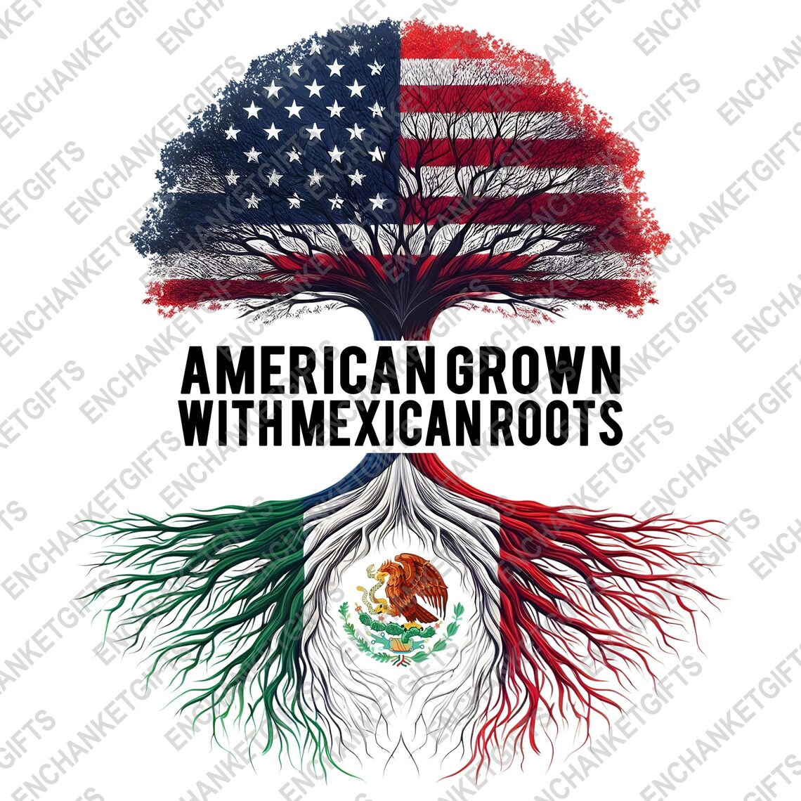 American Grown With Mexican Roots PNG, Mexican Flag and USA Flag Png ...