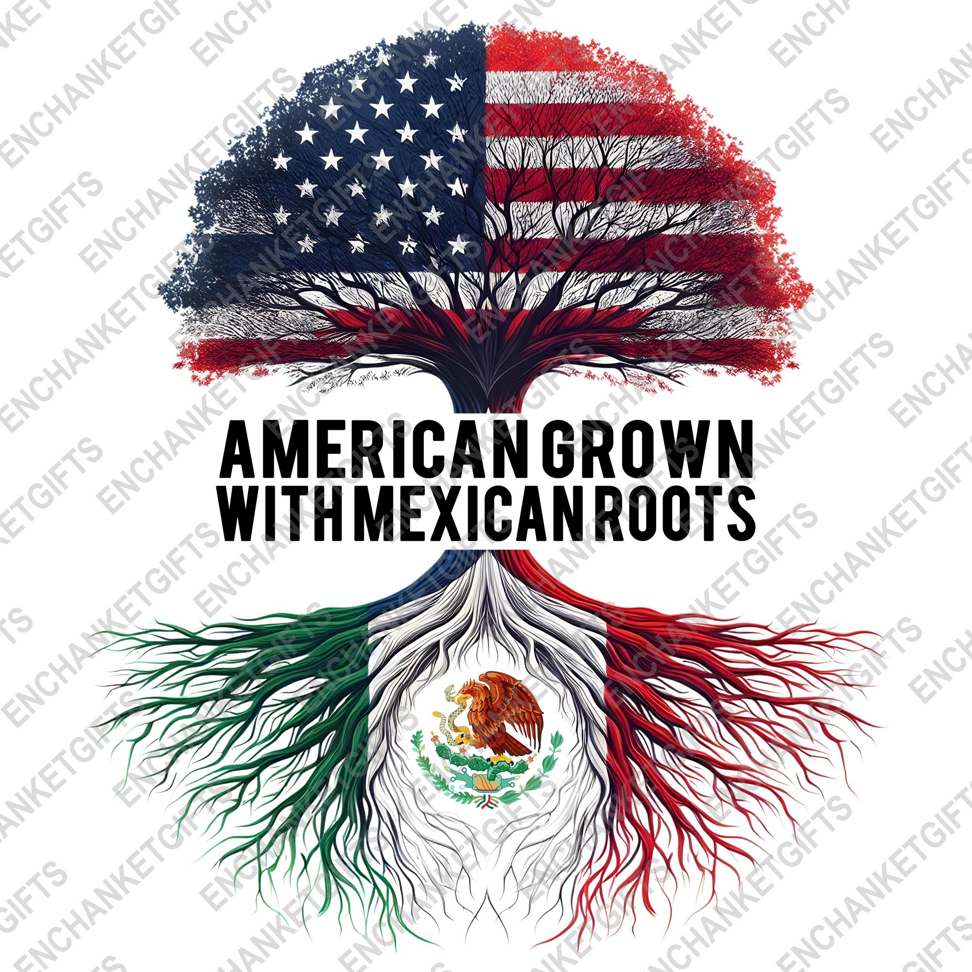 American Grown With Mexican Roots PNG, Mexican Flag and USA Flag Png ...