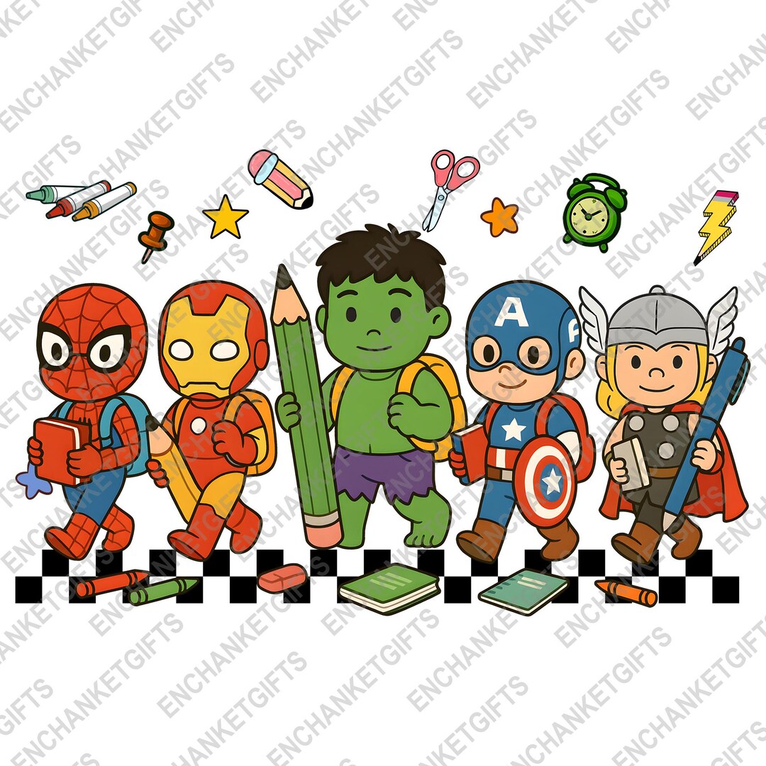 Superhero Back to School Png, Trendy Cartoon Kids Kindergarten Pre-k ...