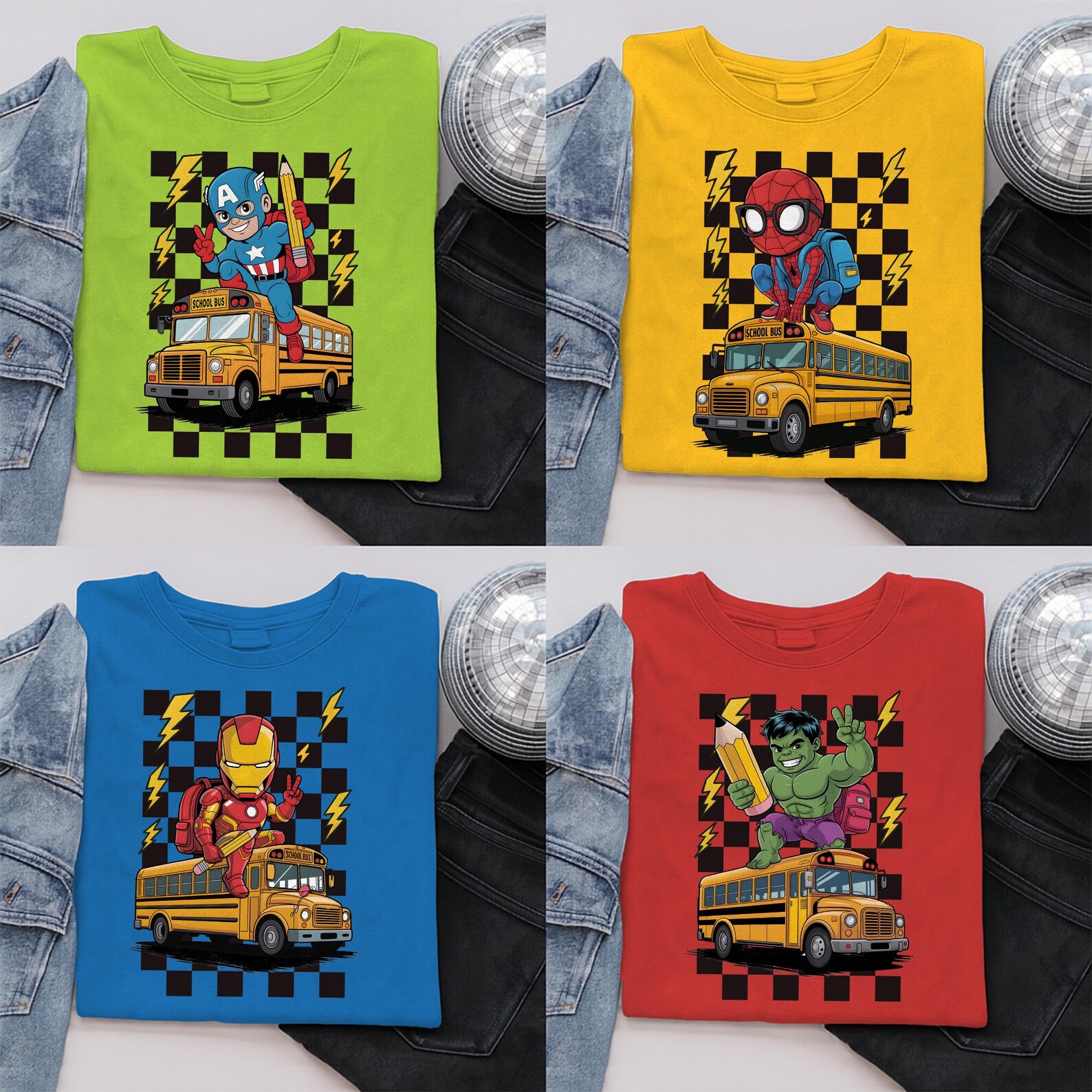 Cartoon School Bus Png Bundle, Superhero Back to School Png, Cartoon ...