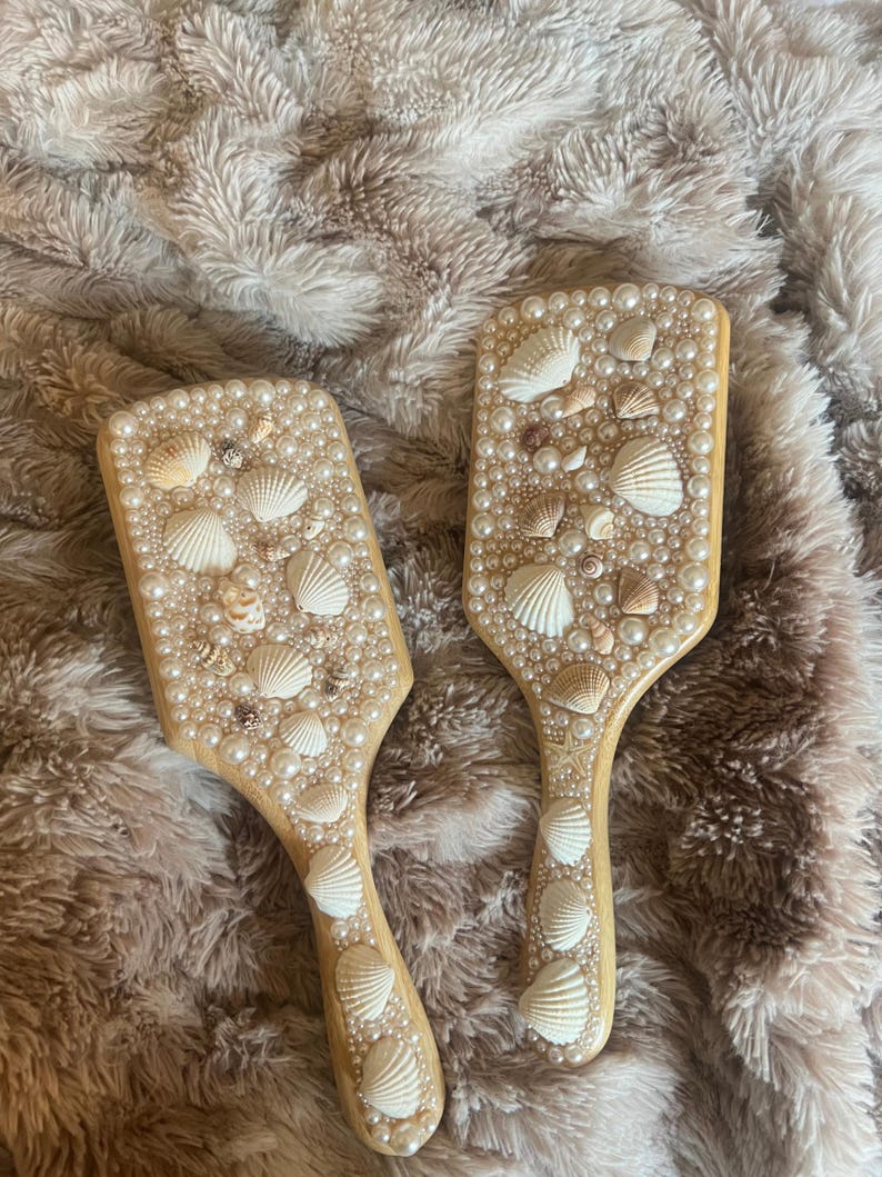 Sea Shell Pearl Hairbrush, Mermaid Brush - Etsy
