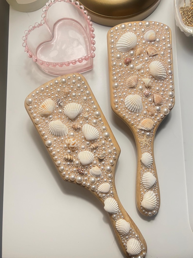 Sea Shell Pearl Hairbrush, Mermaid Brush - Etsy