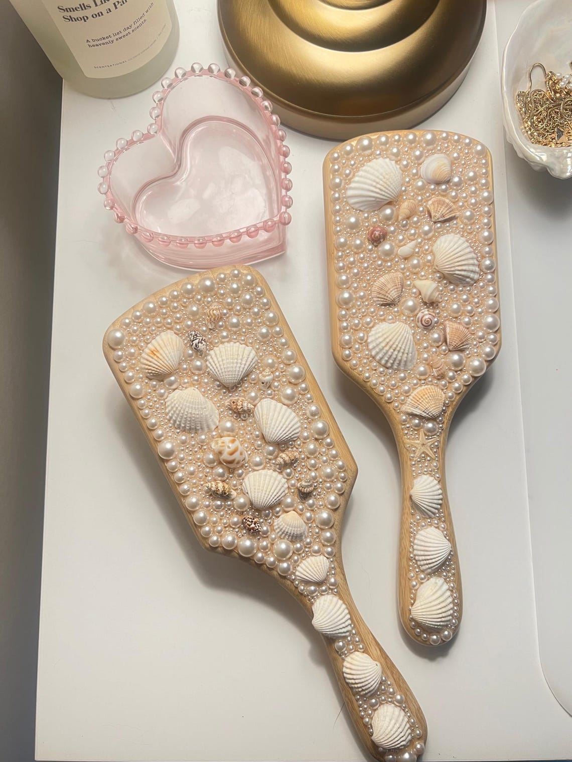 Sea Shell Pearl Hairbrush, Mermaid Brush - Etsy