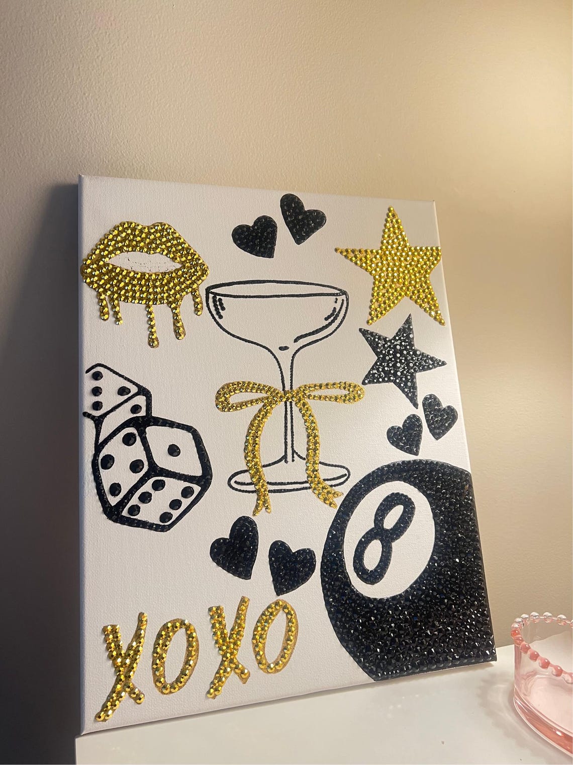 Black and Gold Collage Rhinestone Canvas - Etsy