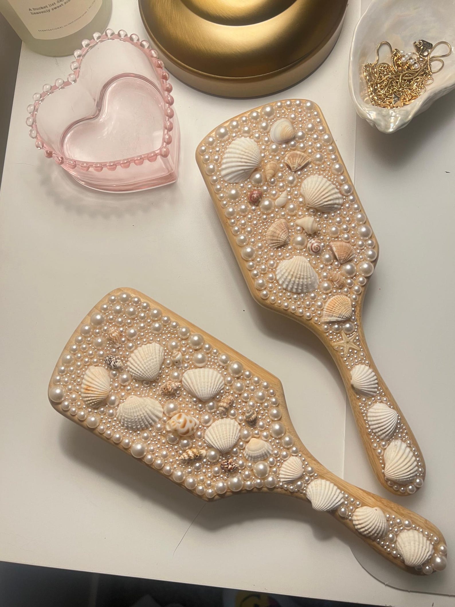 Sea Shell Pearl Hairbrush, Mermaid Brush - Etsy