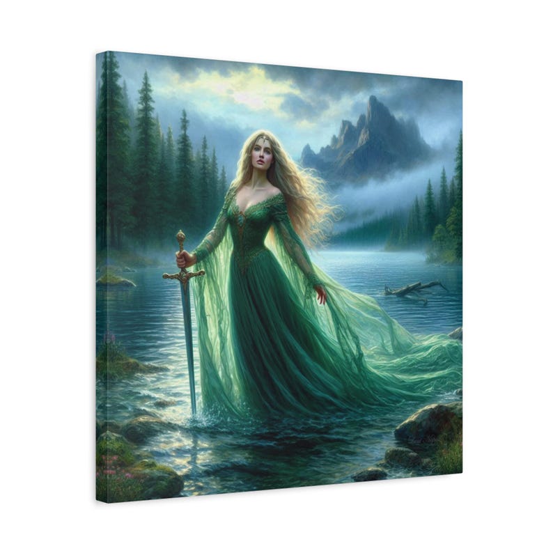 Lady of the Lake Canvas – Dreamy Watercolor Arthurian Legend Art - Etsy