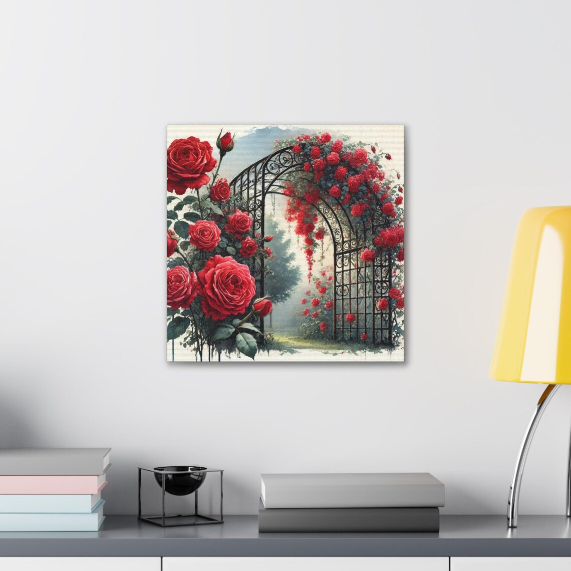 Rose Garden Red Canvas Wall Painting - Etsy