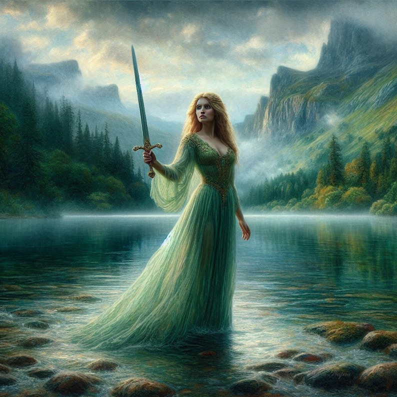 Lady of the Lake Canvas – Dreamy Watercolor Arthurian Legend Art - Etsy