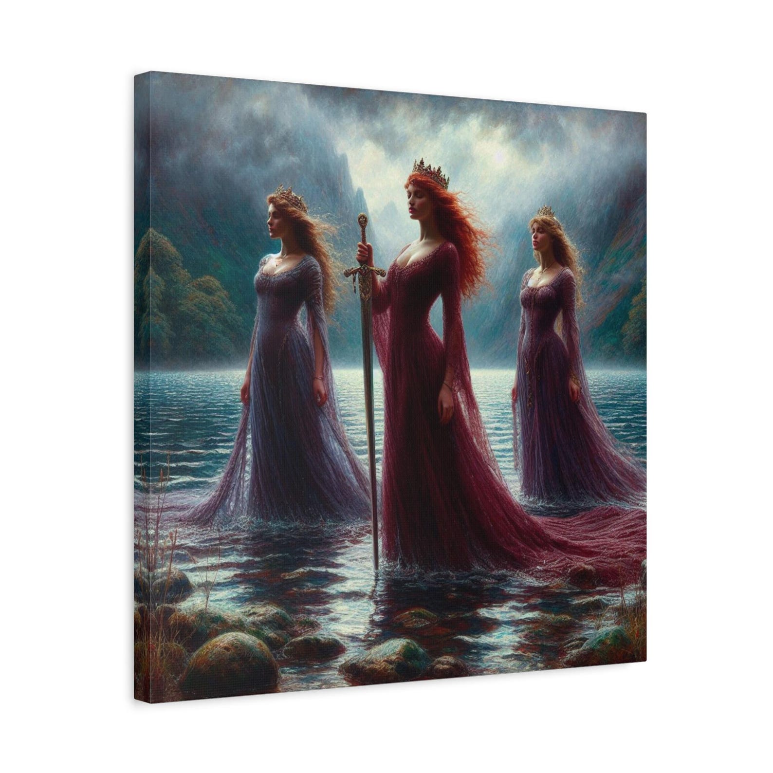 Arthurian Princesses Canvas – Dreamy Watercolor Wall Art – Mythical ...
