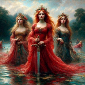 Arthurian Princesses Canvas – Dreamy Watercolor Wall Art – Mythical ...