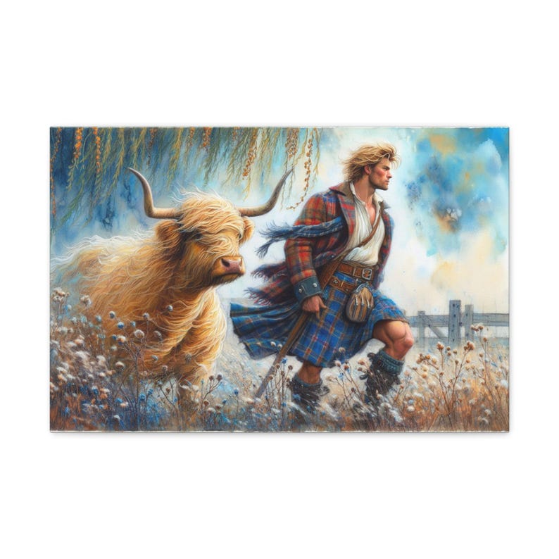 Highland Cow & Highlander Canvas Wall Painting - Etsy