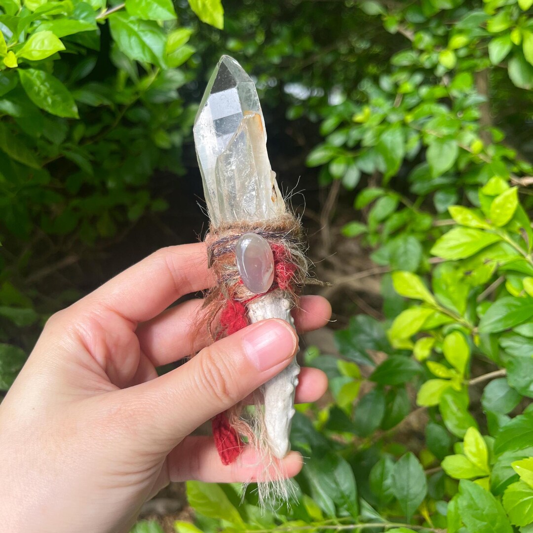 Pocket Wand Clear Quartz Antler Crystal Wands Handmade Scepter Witch ...