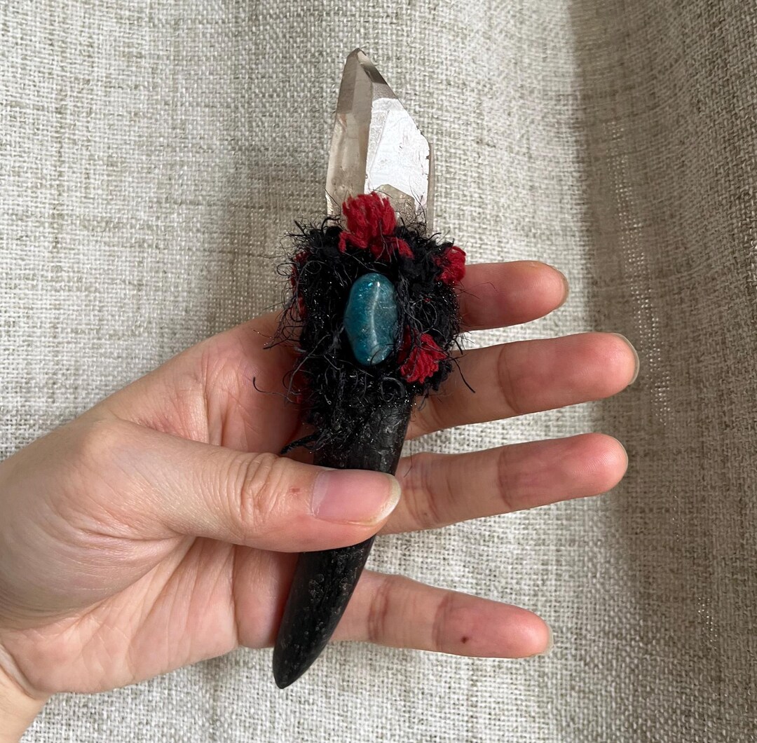 Pocket Wand Tibetan Yak Horn Smoky Quartz Wand Crystal Wands Healing ...