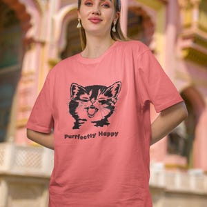 Angry Cat T-shirt Funny Yelling Kitty Graphic Minimalist Line Art ...