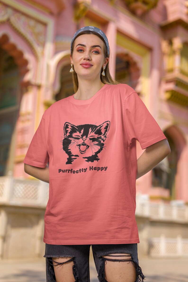 Angry Cat T-shirt Funny Yelling Kitty Graphic Minimalist Line Art ...