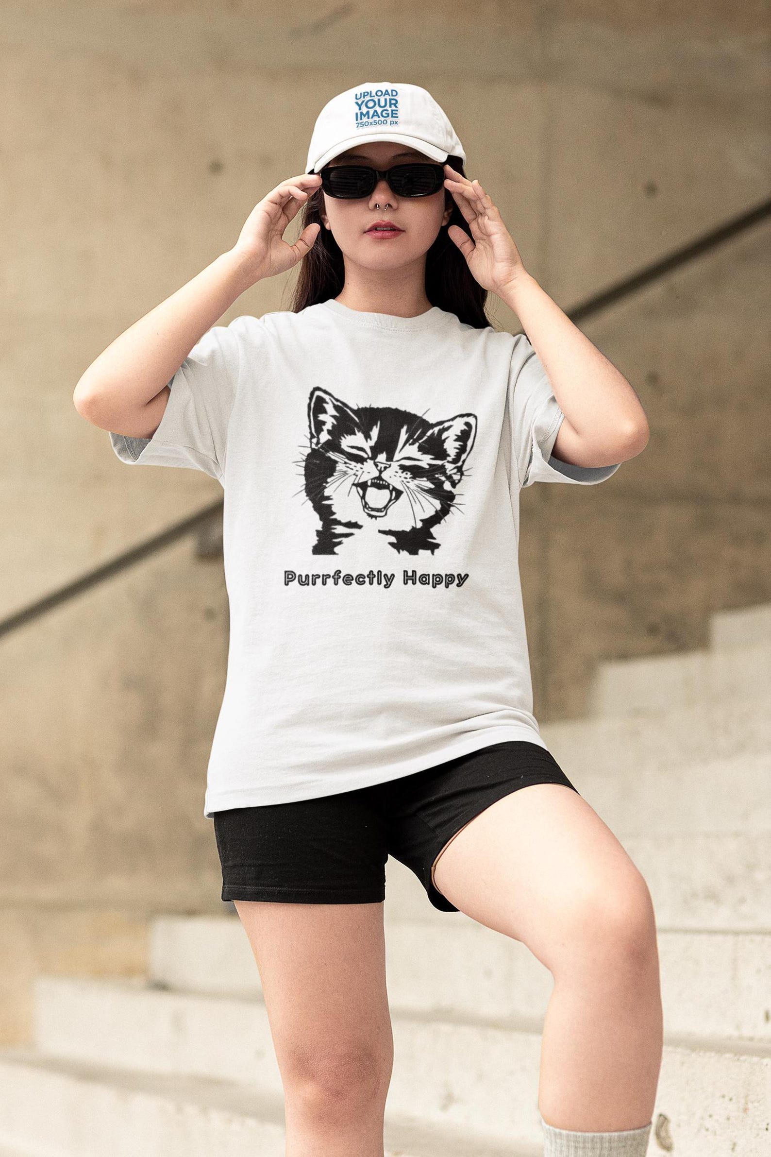 Angry Cat T-shirt Funny Yelling Kitty Graphic Minimalist Line Art ...