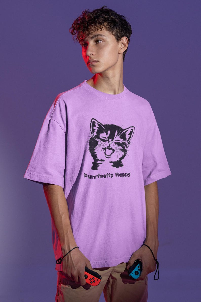 Angry Cat T-shirt Funny Yelling Kitty Graphic Minimalist Line Art ...