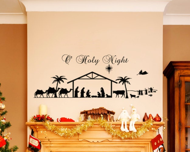 Nativity Scene Nativity Set Christmas Decor Wall Decal O Holy | Etsy