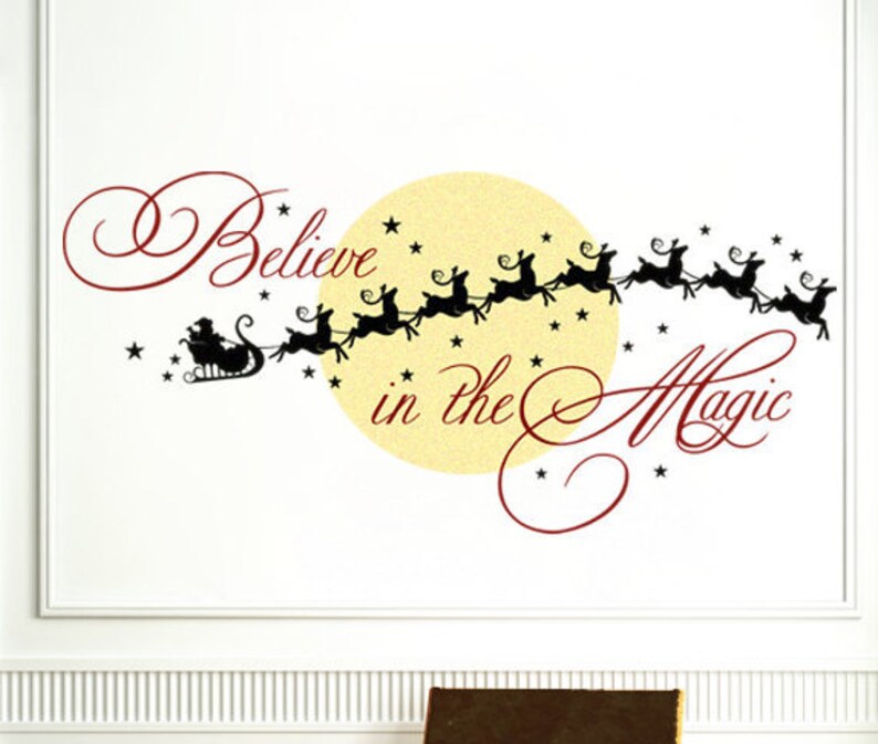 Christmas Decoration Santa Sleigh & Reindeer Vinyl Decal - Etsy