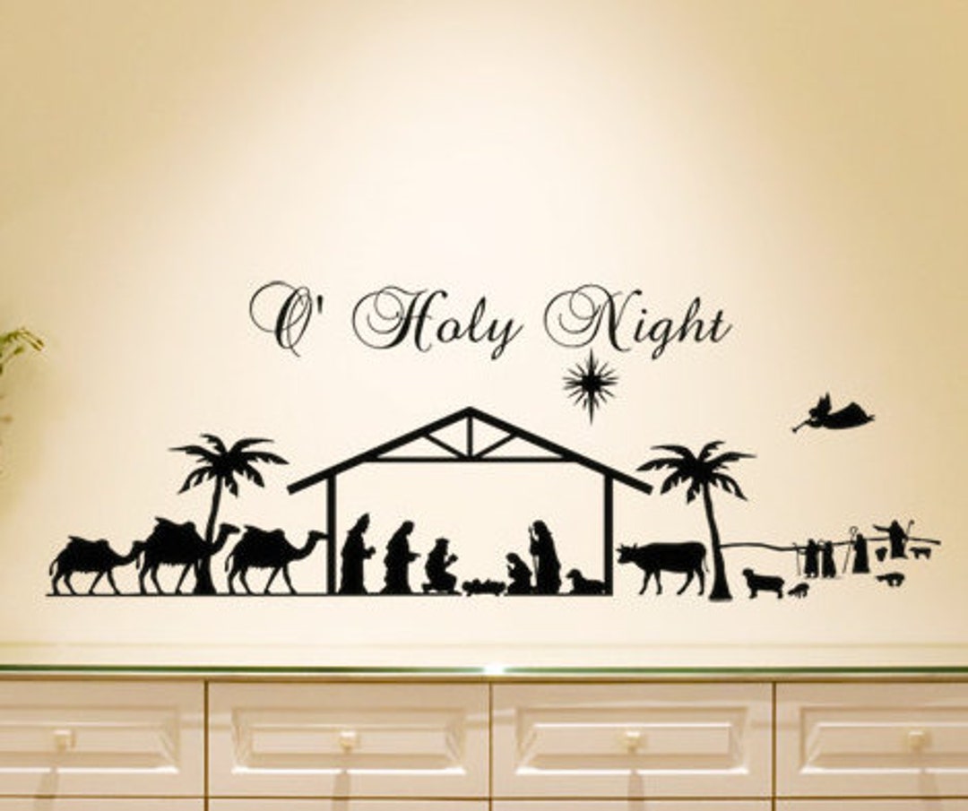 Nativity Scene Nativity Set Christmas Decor Wall Decal O Holy Night Nativity Silhouette ...