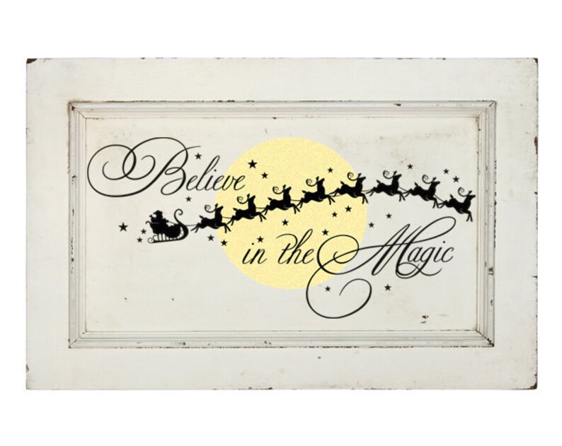 Christmas Decoration Santa Sleigh & Reindeer Vinyl Decal - Etsy