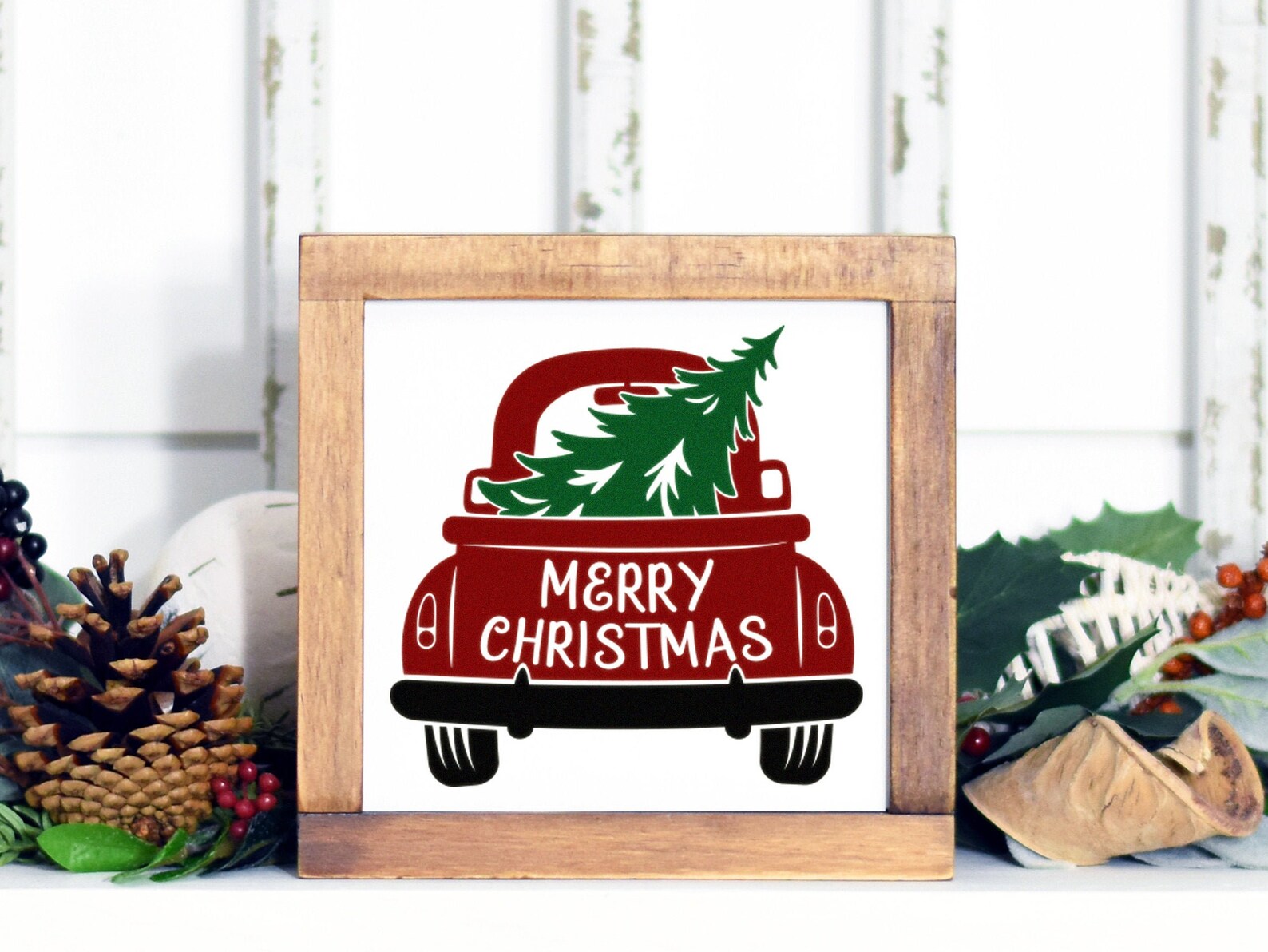 Glass Block Decals/ Christmas Vinyl Decals/ Red Truck Vinyl | Etsy