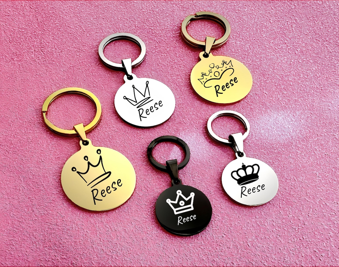 Personalized Tiny Pet Crown ID Tag, Princess Cat Tag, Prince Dog Tag ...