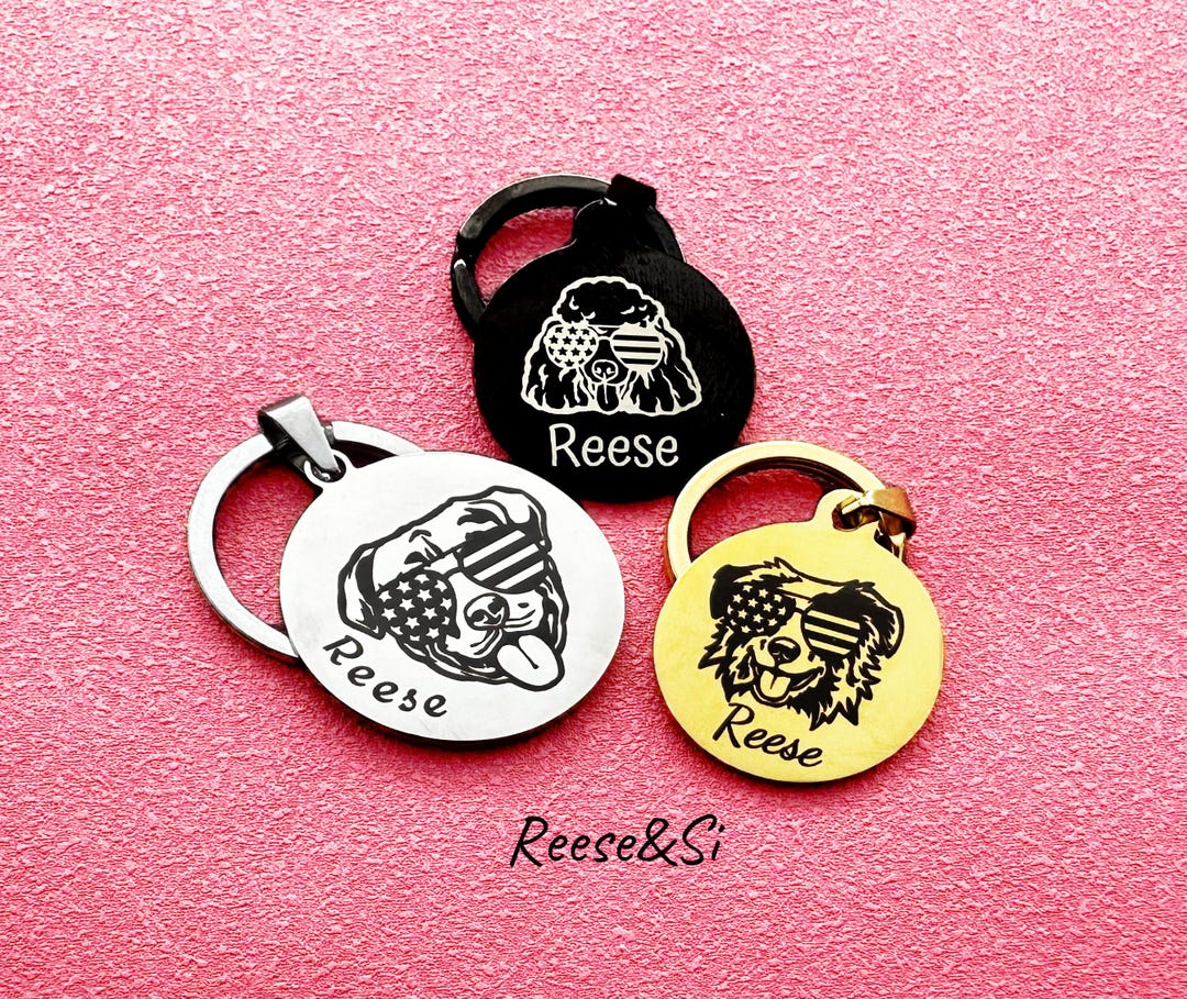 American Flag Dog Tag, Personal Engraved Dog Tag, Laugh Dog Tag, Dog ...