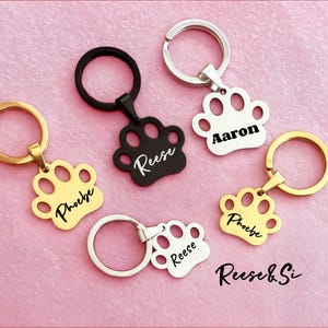 Big Feet Paw Sharped Dog ID Tag, Engraved Hollow Paw Cat Tag,paw Print ...