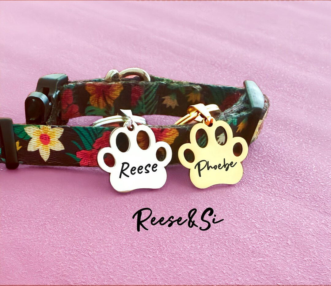 Big Feet Paw Sharped Dog ID Tag, Engraved Hollow Paw Cat Tag,paw Print ...