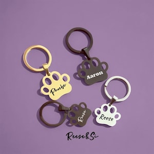 Big Feet Paw Sharped Dog ID Tag, Engraved Hollow Paw Cat Tag,paw Print ...