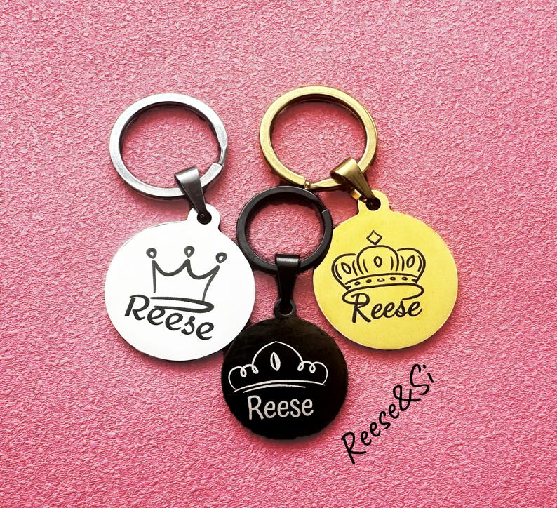 Personalized Pet Crown ID Tag, Princess Cat Tag, Prince Dog Tag, Double ...