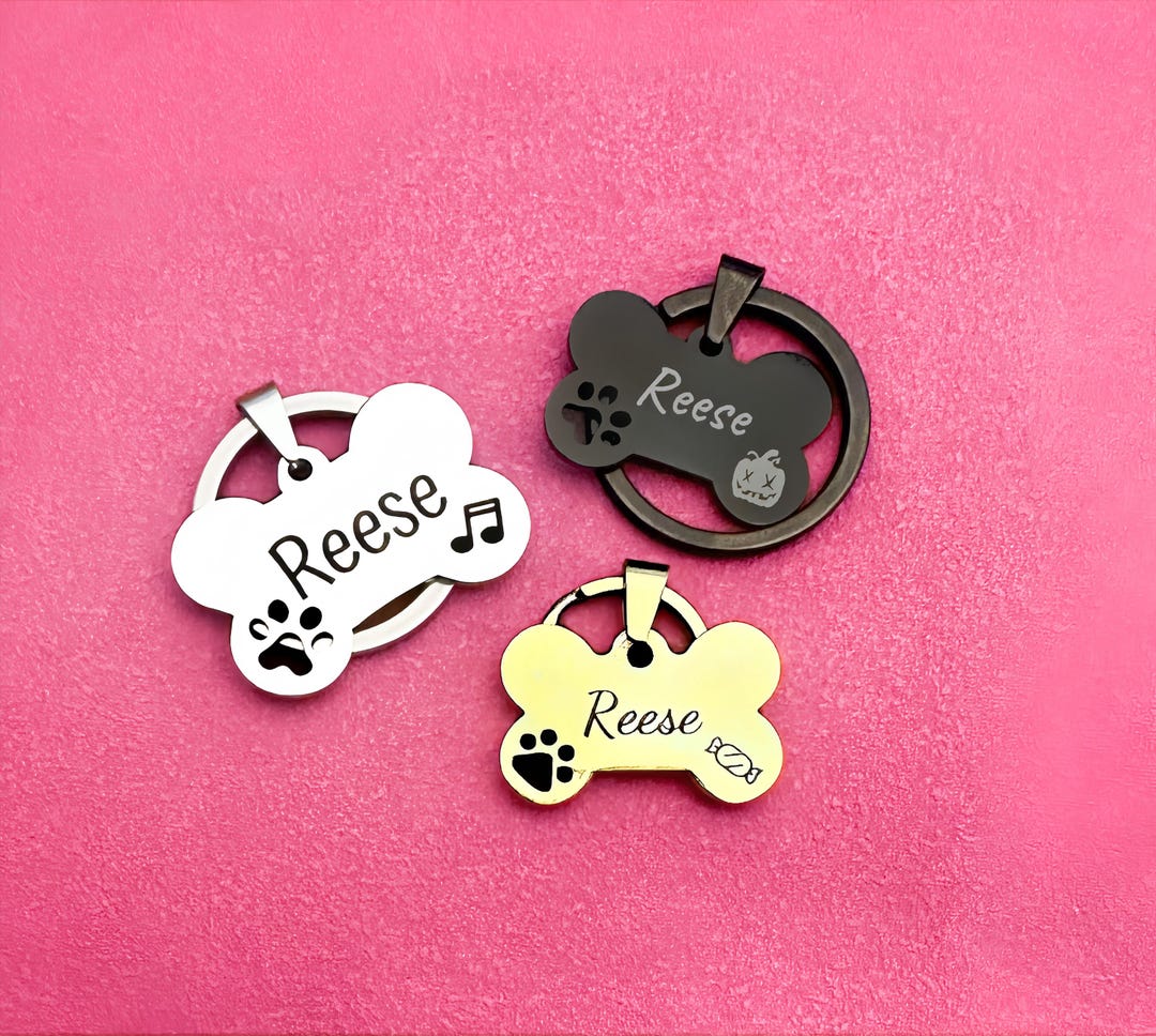 Personalized Bone Dog Tag, Cute Stainless Dog Tag ,hollow Paw Bone Dog ...