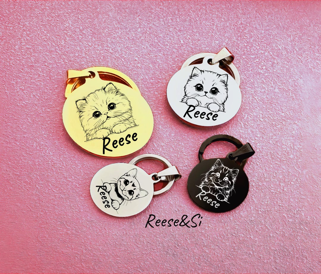 Custom Cuteb Ig Eye Cat Tag, Peeking Kitten Tag, Silhouette Cat Tag ...