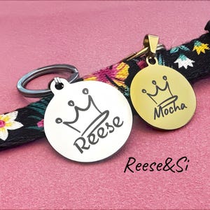 Personalized Pet Crown ID Tag, Princess Cat Tag, Prince Dog Tag ...