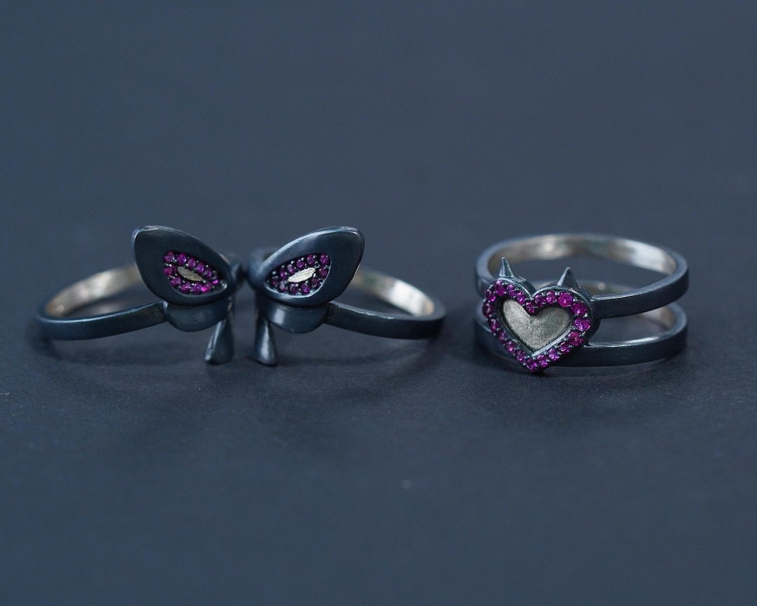 EXCLUSIVE Clove Heart and Butterflies Ring,handmade 950 Silver Valorant Jewelry, Unisex Gaming ...