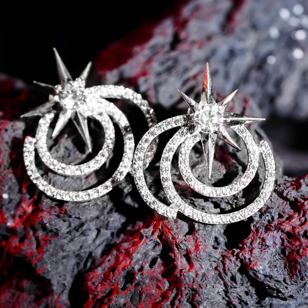 Wicked for Good Glinda Earrings, Silver 950 CZ Jewelry, Glinda Costume ...