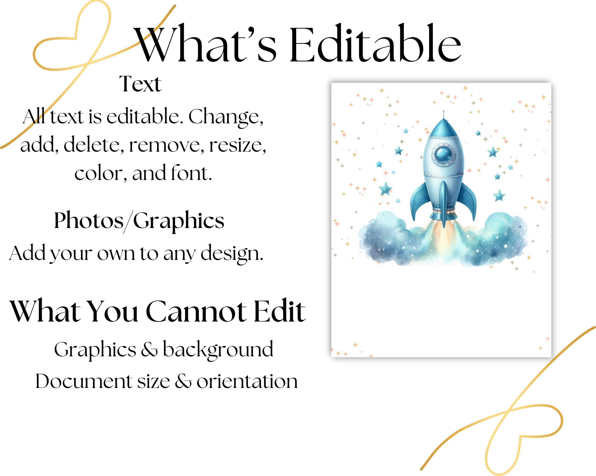 Editable Rocketship Birthday Sign Template, Printable Rocketship Print ...