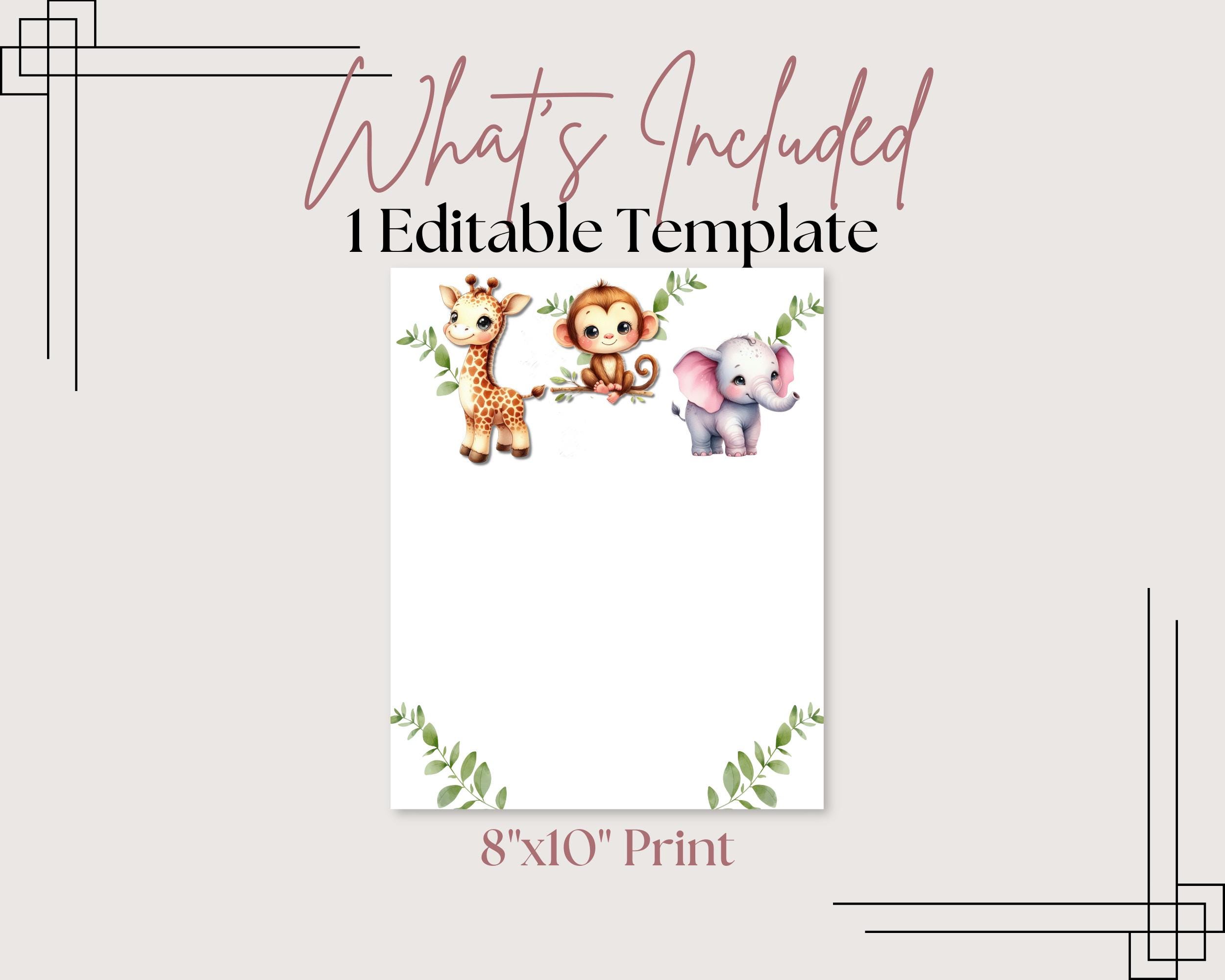 Editable Safari Birthday Sign, Jungle Birthday Sign Template, Custom ...