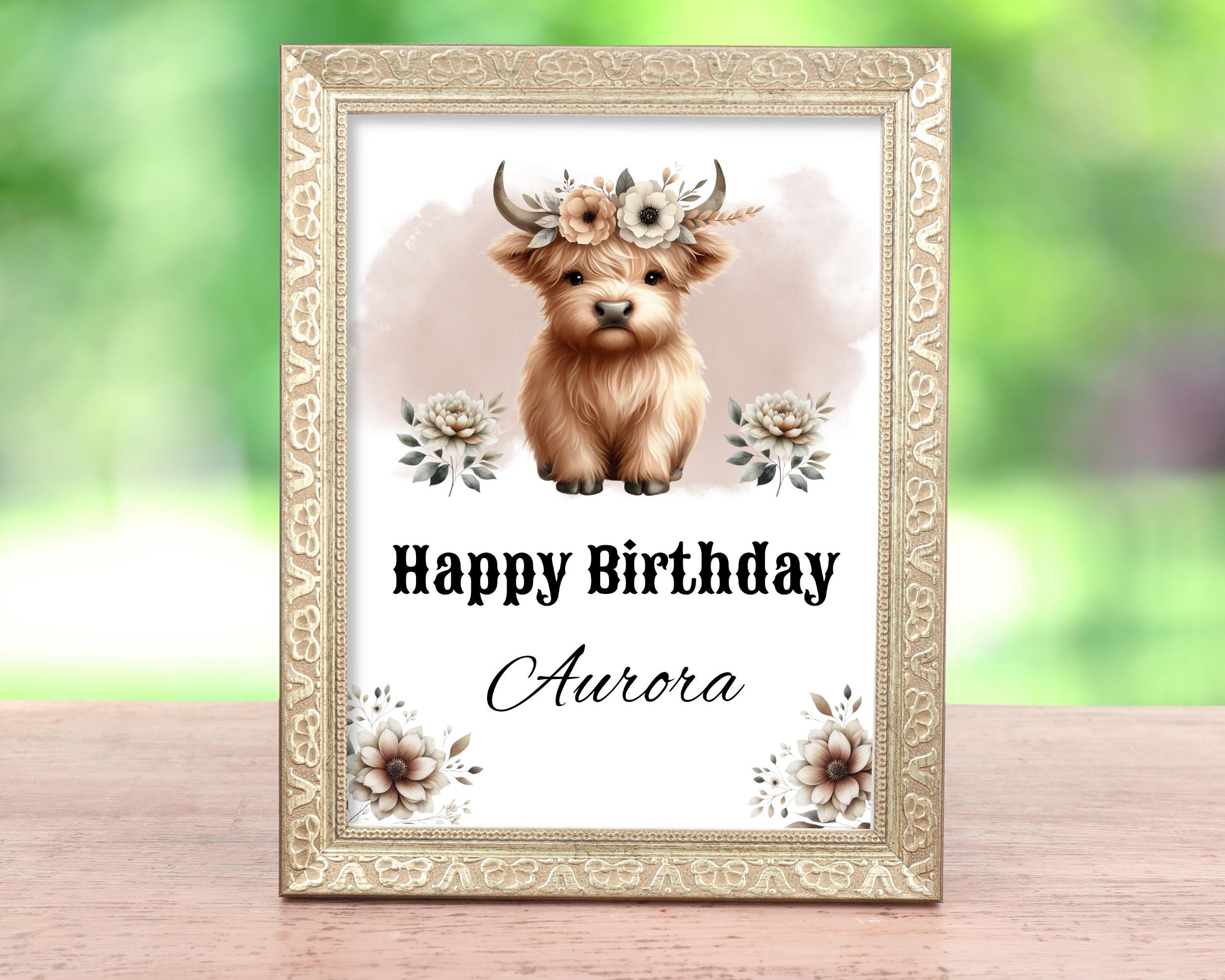 Editable Highland Cow Birthday Sign, Rustic Birthday Sign Template ...