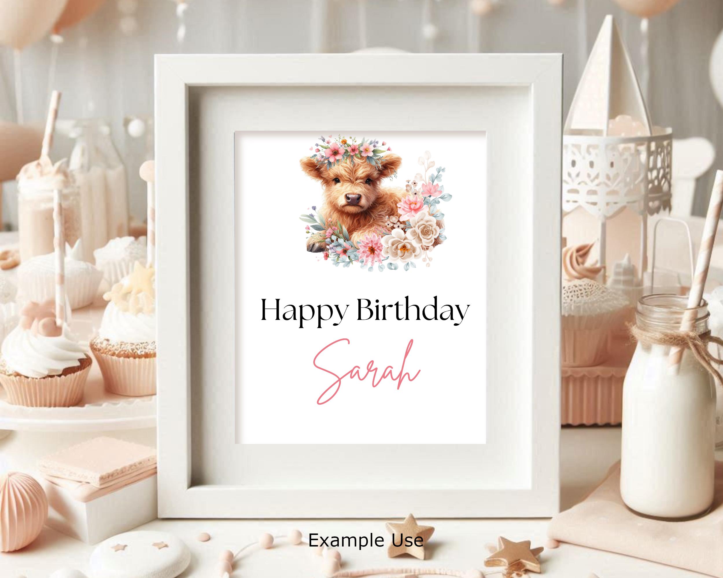 Editable Highland Cow Birthday Sign, Rustic Birthday Sign Template ...