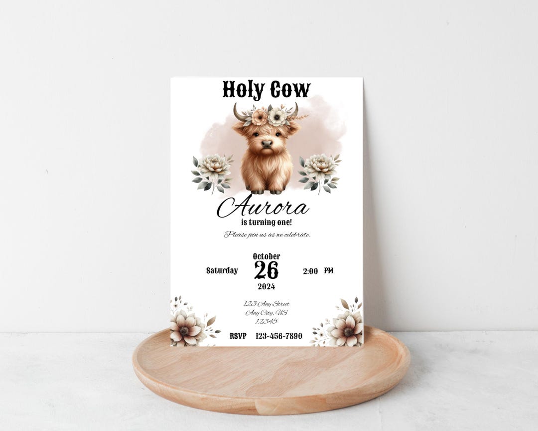 Editable Highland Cow Invitation Template, Highland Cow Invitation ...