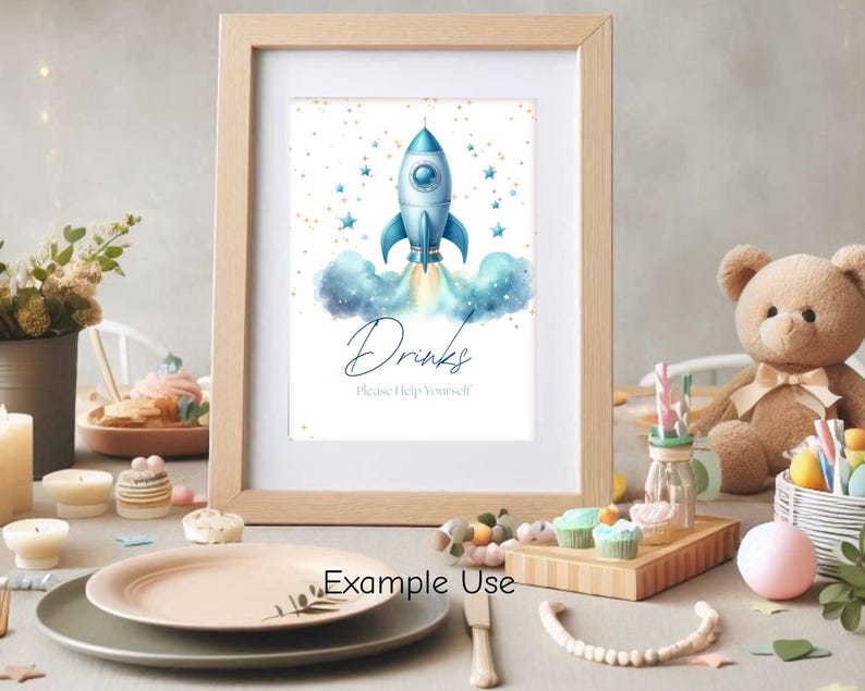 Editable Rocketship Birthday Sign Template, Printable Rocketship Print ...