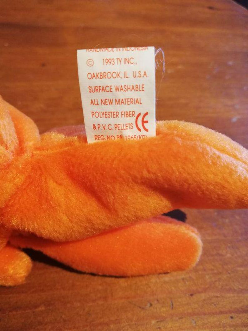 Rare TY Beanie Baby Goldie 1993 (error *blank TY Label*) [pvc Indonesia ...