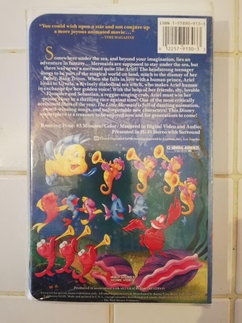 VHS Disney Black Diamond the Little Mermaid 1989 Sealed Banned Cover - Etsy