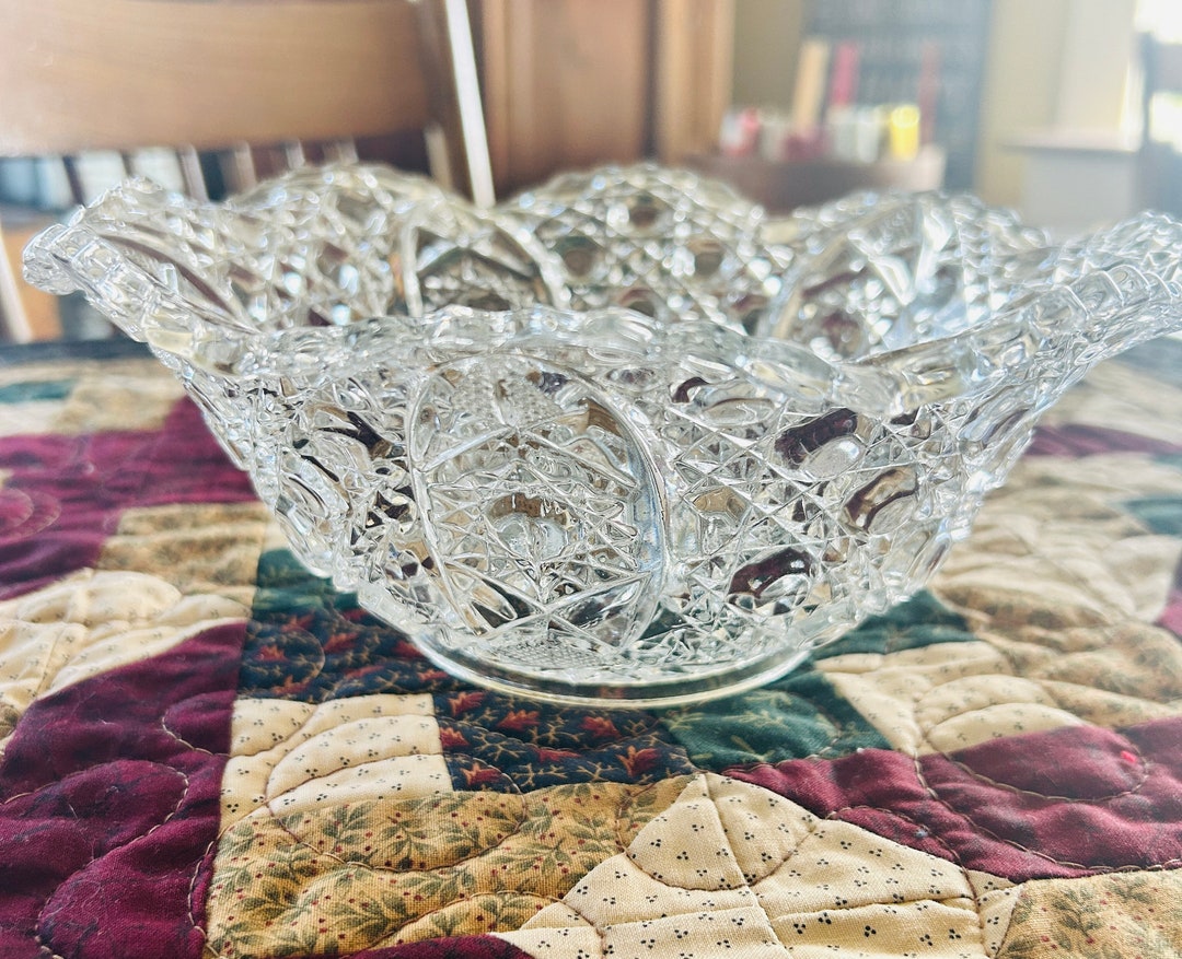 Fluted Edge Cut Glass Bowl - Etsy