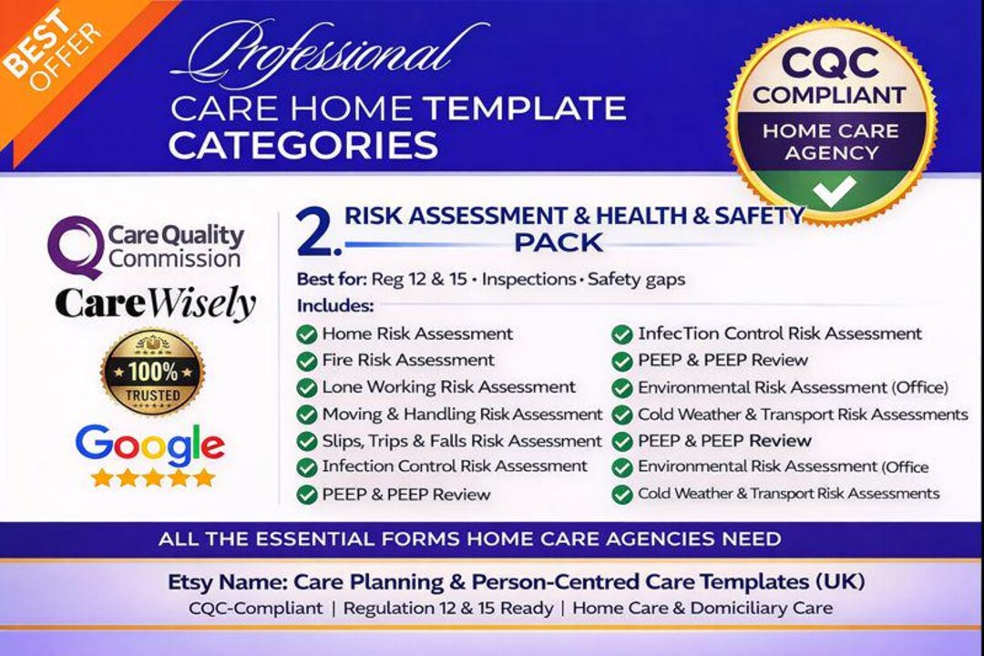 Care Agency Risk Assessment Health and Safety Pack UK | Cqc-aligned ...