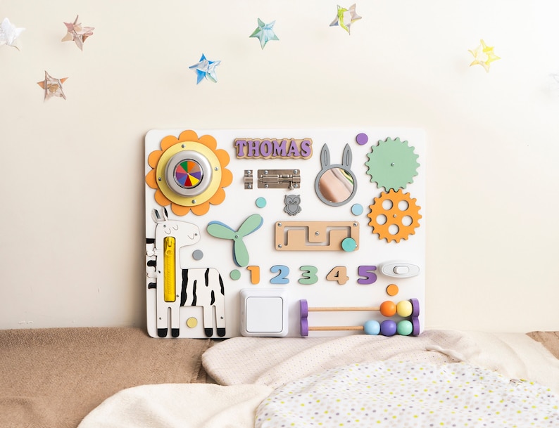 Montessori Busy Board for Toddler, Wooden Baby Play Board, Montessori ...